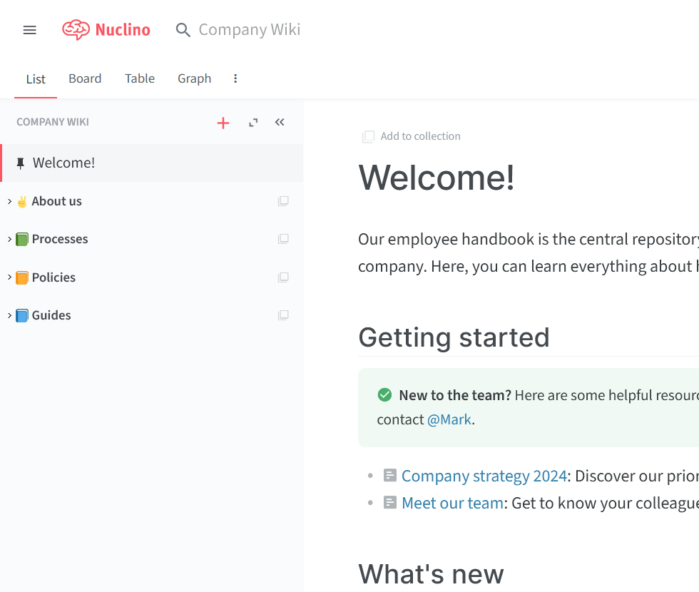 Internal Knowledge Base | Nuclino